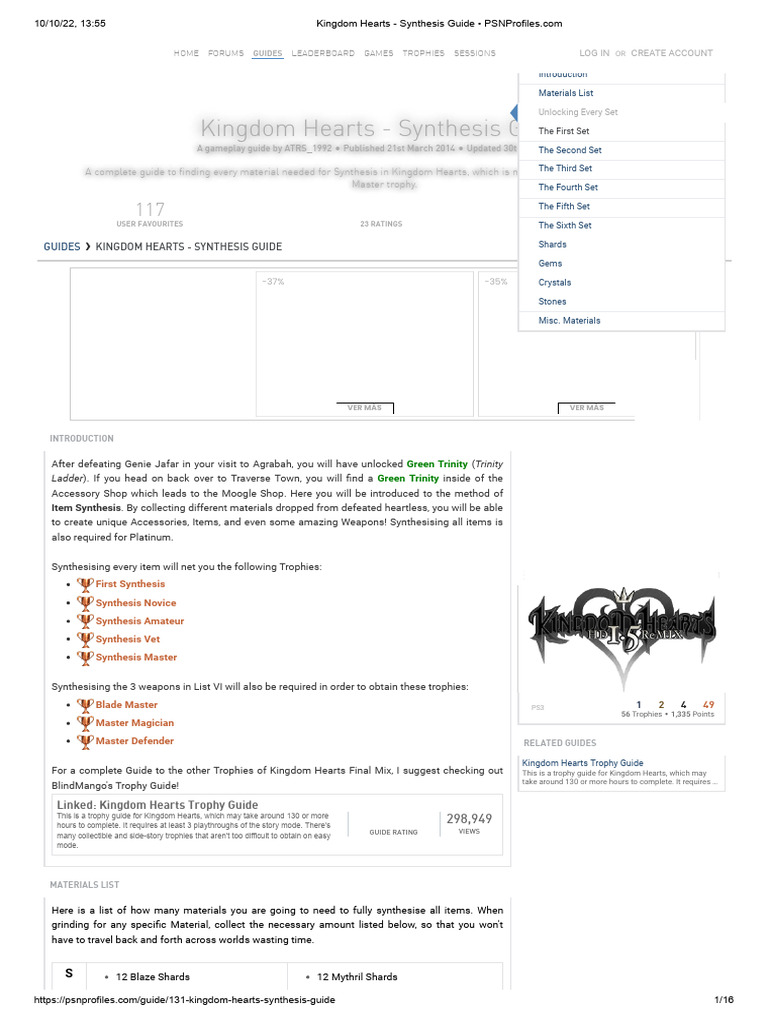 Kingdom Hearts - Synthesis Guide | PDF