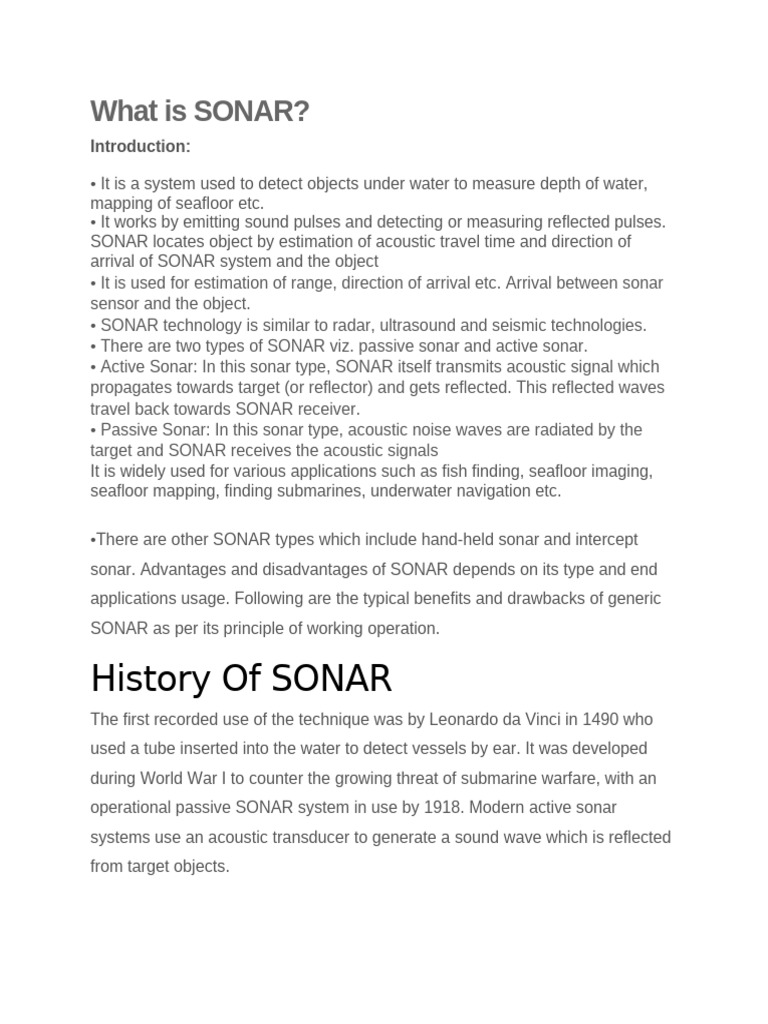 SONAR | PDF | Sonar | Radar