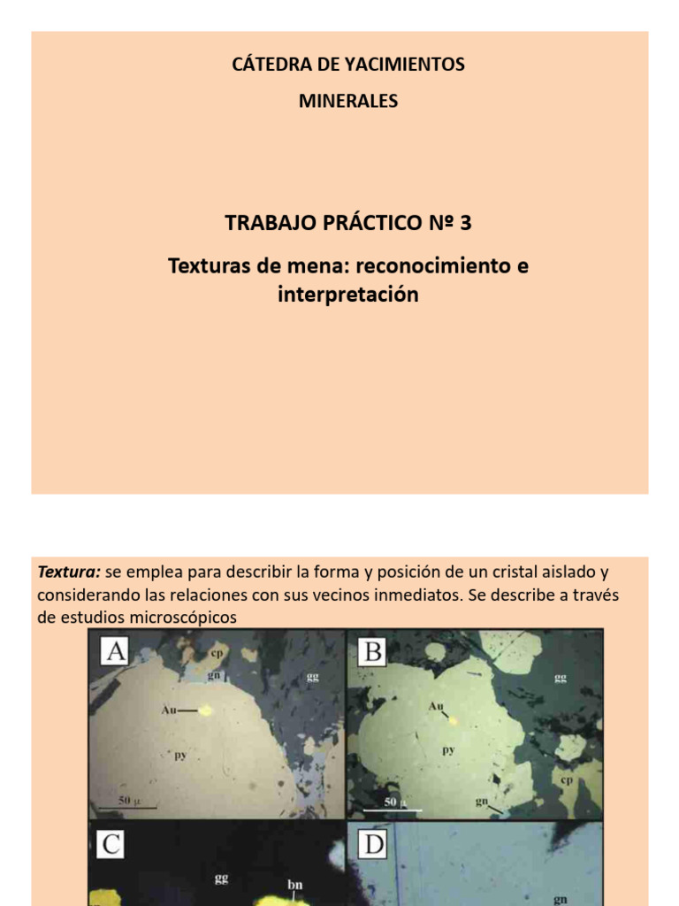 TP #3 Presentacion Texturas de Yac Min | PDF | Minerales | Cristal