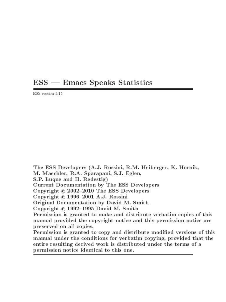ESS - Emacs Speaks Statistics | PDF | Command Line Interface | Computer ...