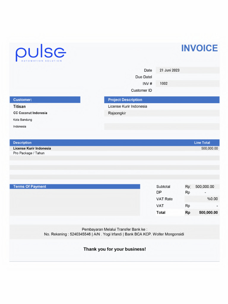 Invoice License Rajaongkir | PDF
