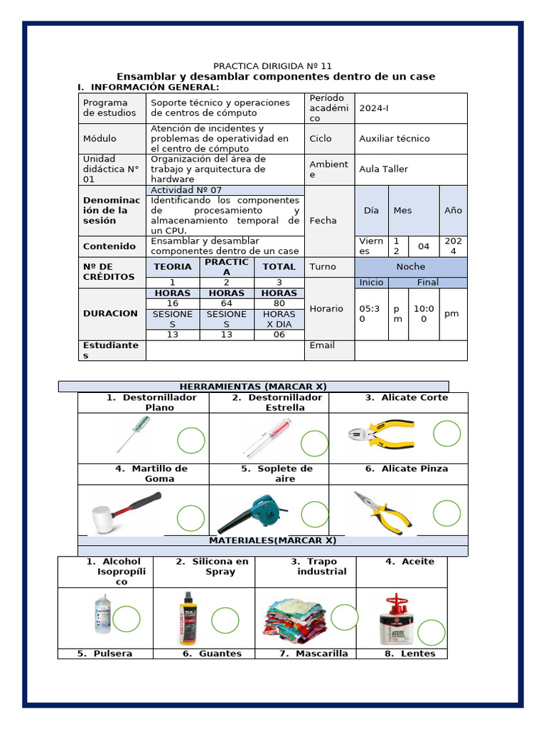 11 . - PRACTICA DIRiGIDA-ENSAMBLAR | PDF | Hardware de la computadora ...
