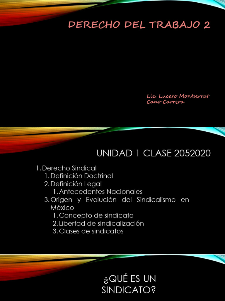 Derecho Del Trabajo 2 CLASE 2 | PDF | Sindicato | Derecho laboral