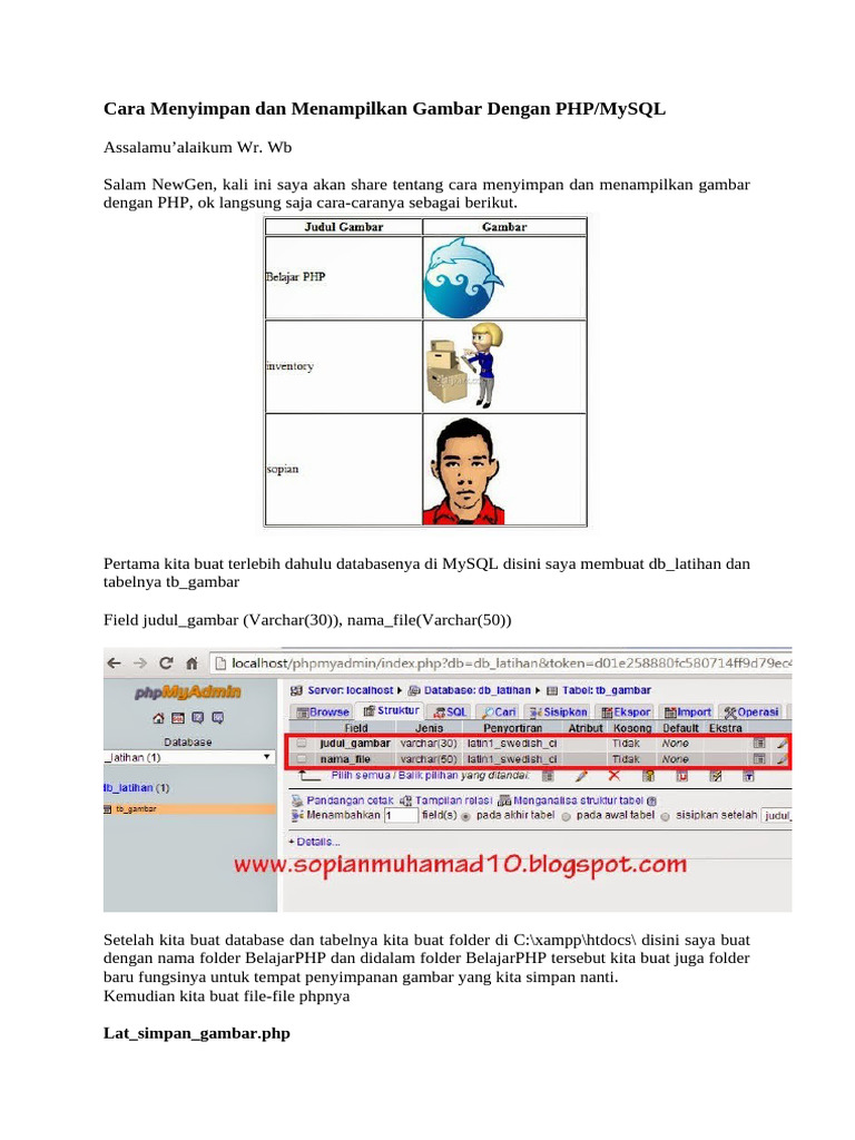 Cara Menyimpan Dan Menampilkan Gambar Dengan PHP | PDF | Komputer