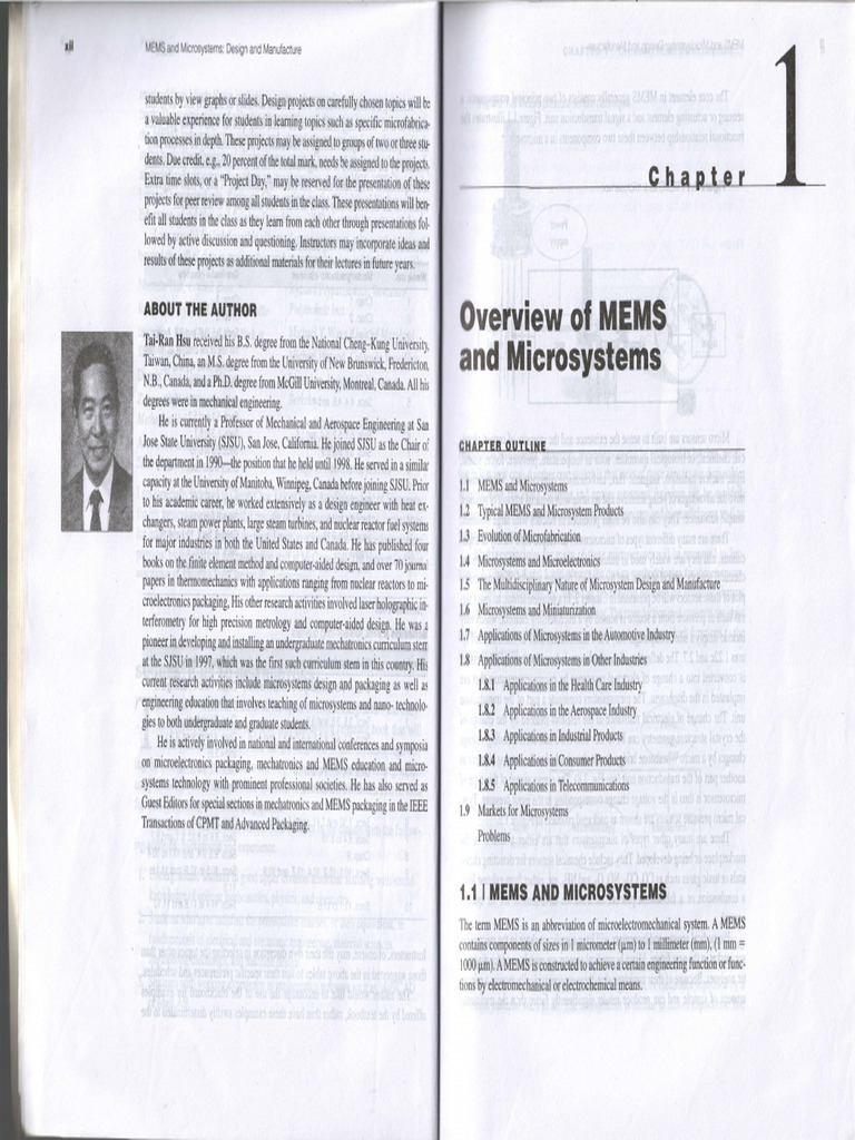 MEMS and microsystems design and manufacture ,Hsu, Tai Ran. | PDF | Integrated Circuit | Sensor