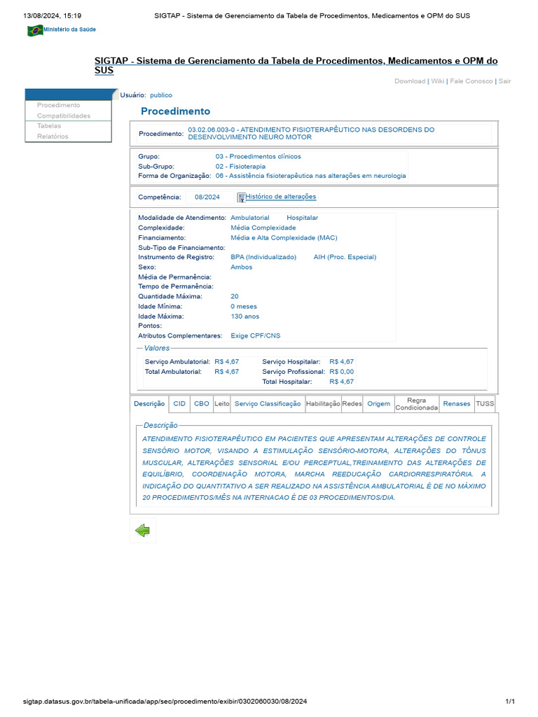 SIGTAP - Sistema de Gerenciamento Da Tabela de Procedimentos ...