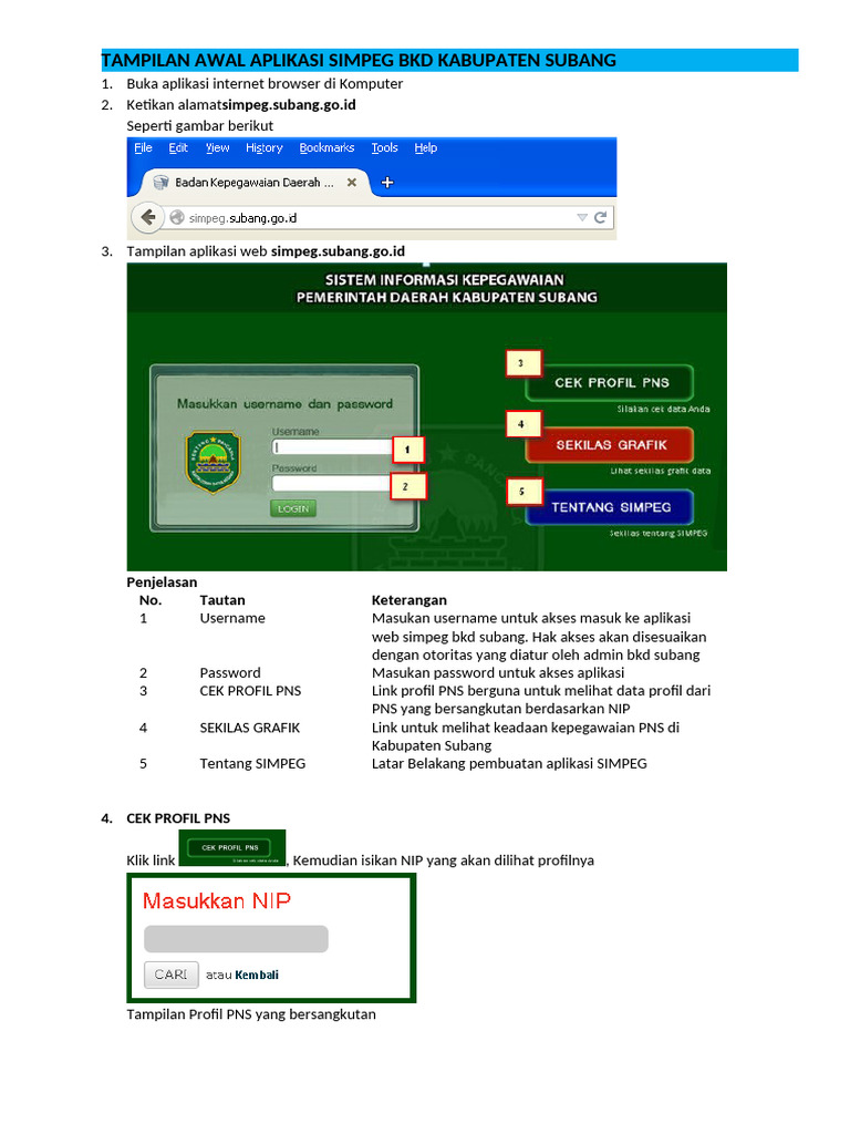 Panduan Aplikasi SIMPEG BKD Subang | PDF