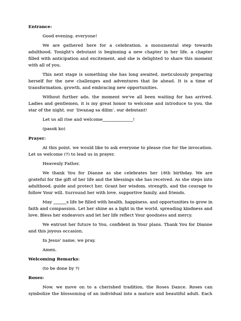 emcee-script debut | PDF | Prayer