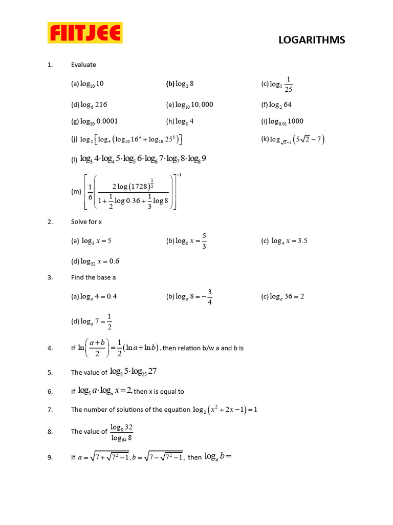 LOGARITHMS | PDF | Logarithm | Special Functions