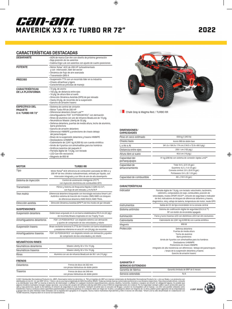 Orv My22 Spec Mavx3 XRC Turborr 72 SPMX Print | PDF | Tracción en las ...