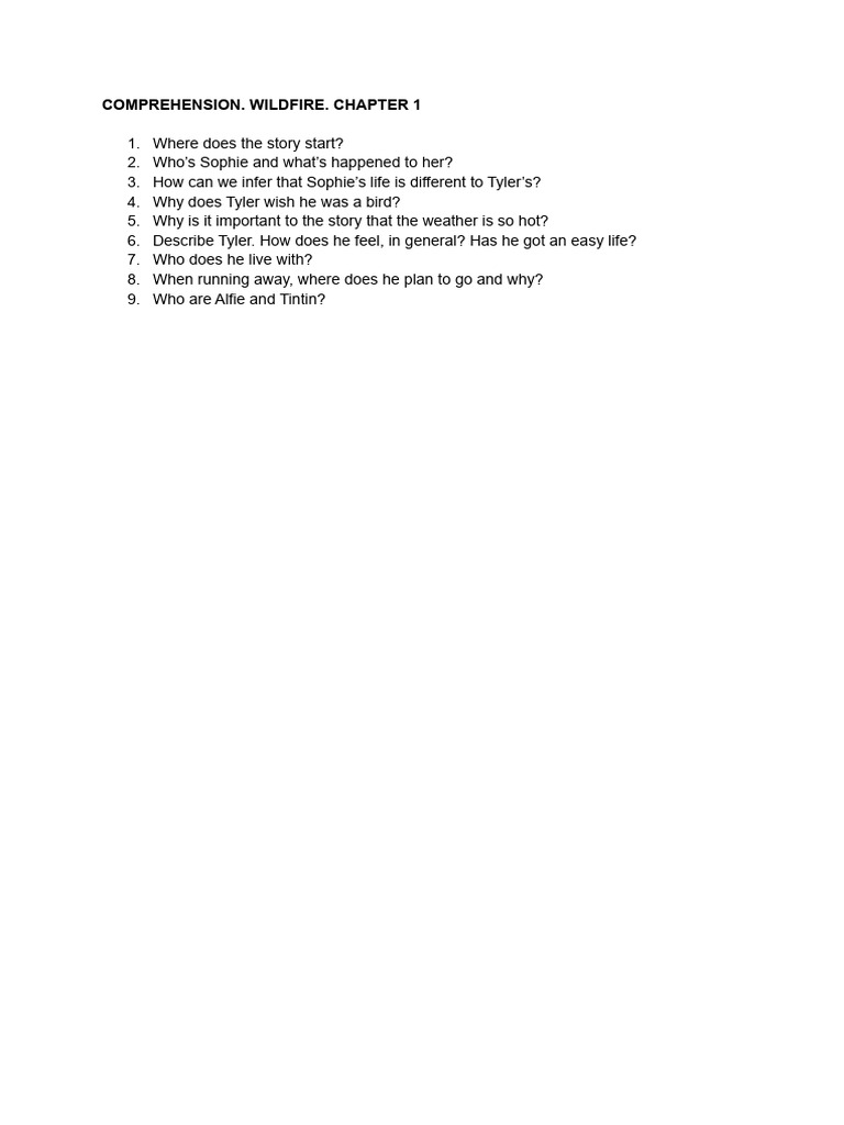 Wildfire. Chapters 1,2,3 | PDF