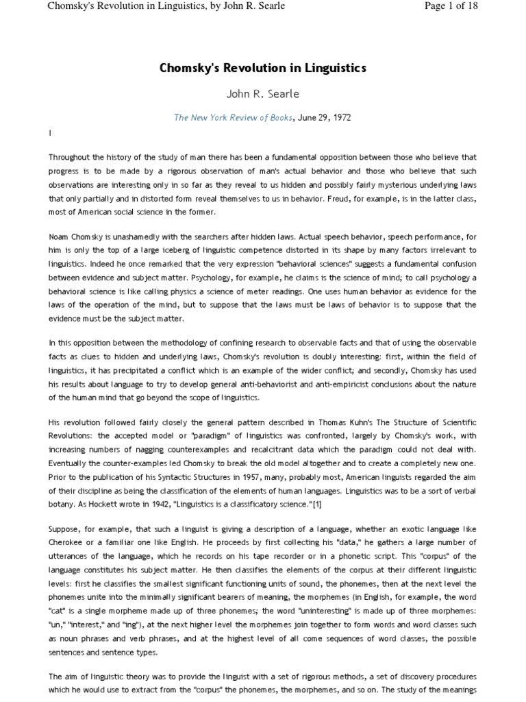 Chomsky - Info Onchomsky 19720629 | PDF | Syntax | Phrase