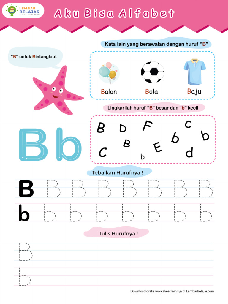 Worksheet Menulis Huruf B | PDF