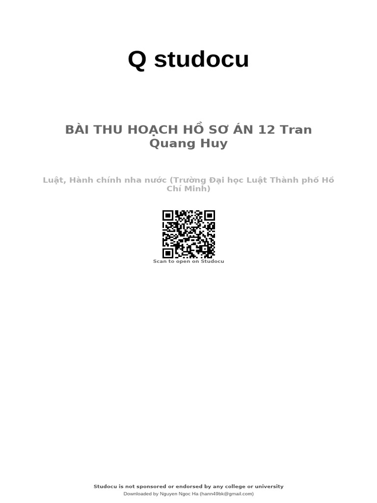 Bai Thu Hoach Ho So An 12 Tran Quang Huy | PDF