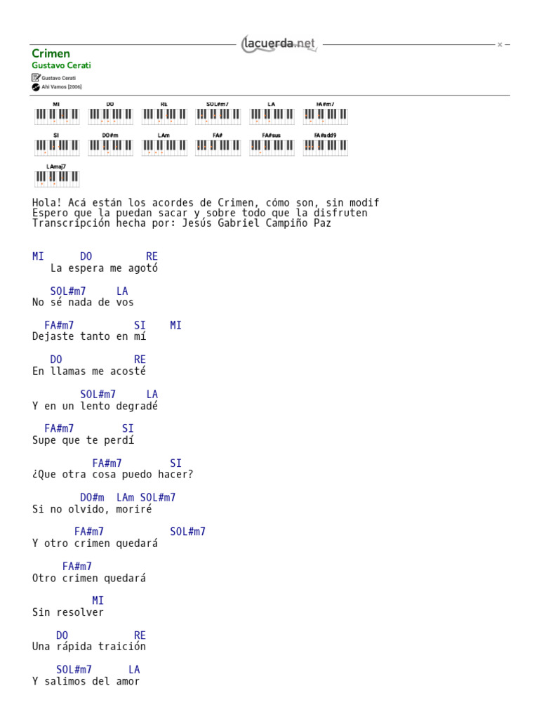 CRIMEN, Gustavo Cerati - Acordes | PDF | Individual