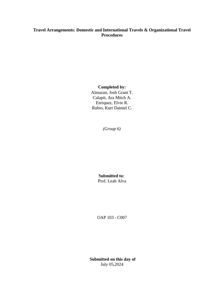 Travel Arrangements Pdf Travel Visa Transport