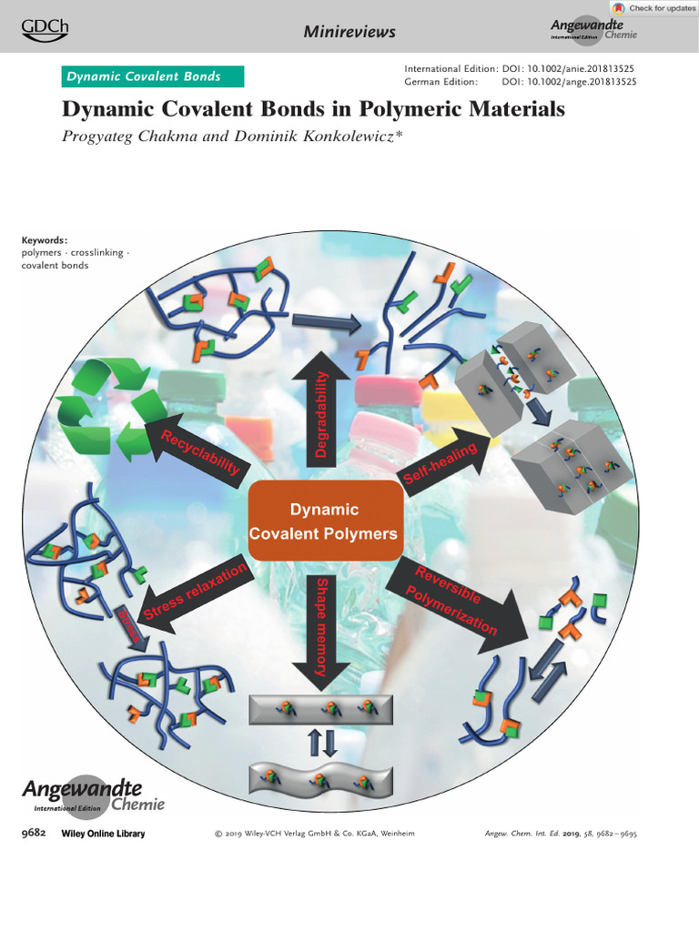 Dynamic Covalent Bonds in Polymers | PDF | Chemical Reactions | Polymers
