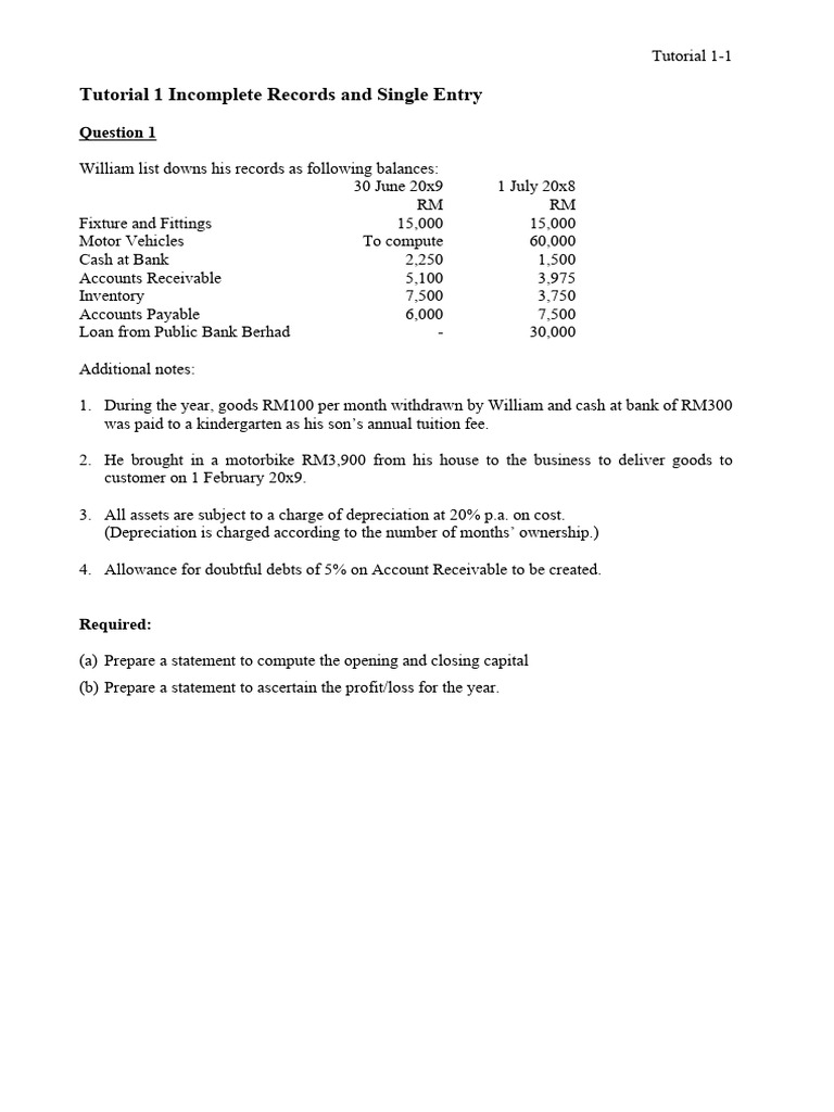 BBFA1063 Tutorial Questions | PDF | Dividend | Expense