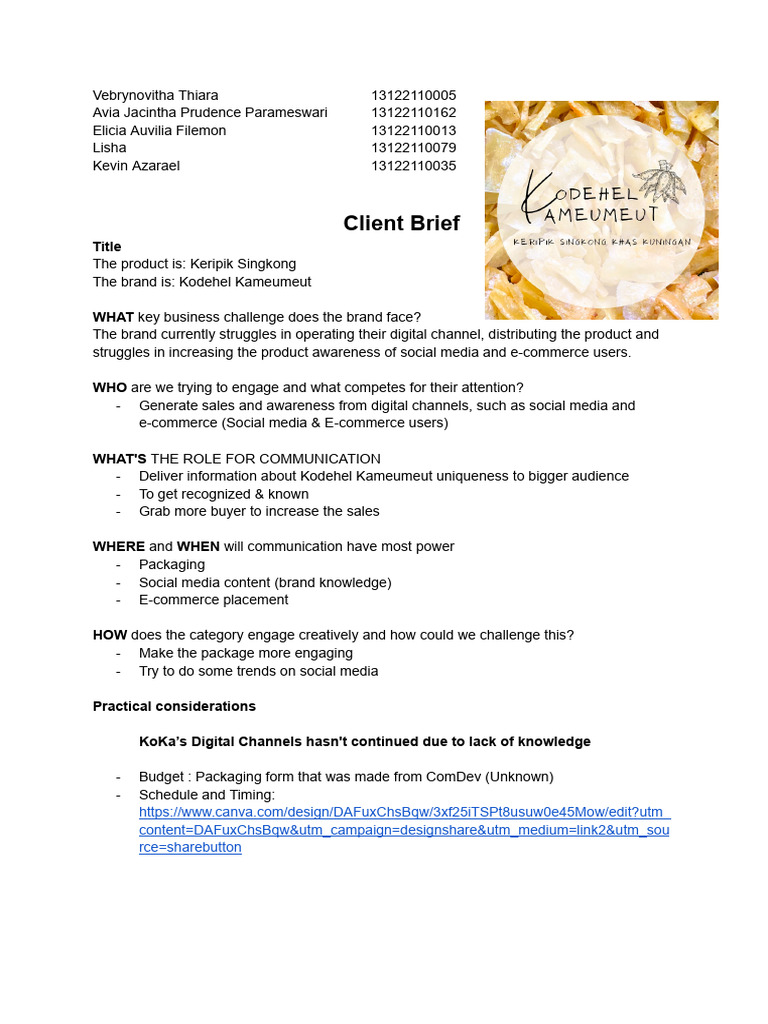 Digital Marketing Strategy for Kodehel Kameumeut | PDF | Brand | Social ...