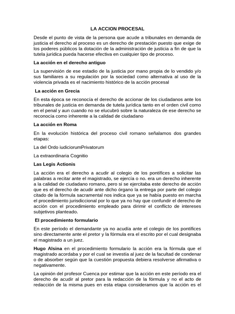 Evolución Histórica de la Acción Procesal | PDF | Jurisdicción | Ley ...