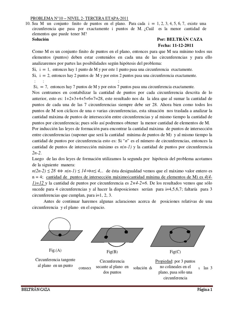 ONEM/TERCERA FASE /NIVEL 2/probleman 10/SOLUCION | PDF | Circulo | Conjunto (Matemáticas)