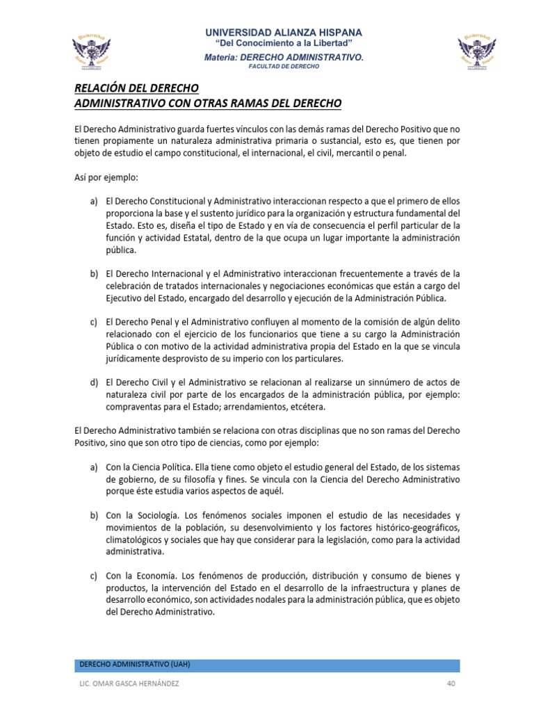 Relacion Del Dcho Admin Con Otras Ramas Del Dcho | PDF | Estado (política) | Administración Pública