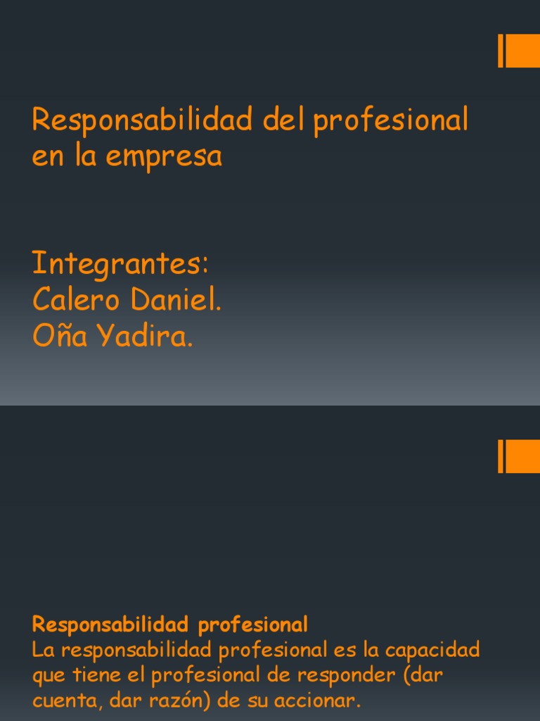 Responsabilidad Del Profesional en La Empresa | PDF | Calidad ...