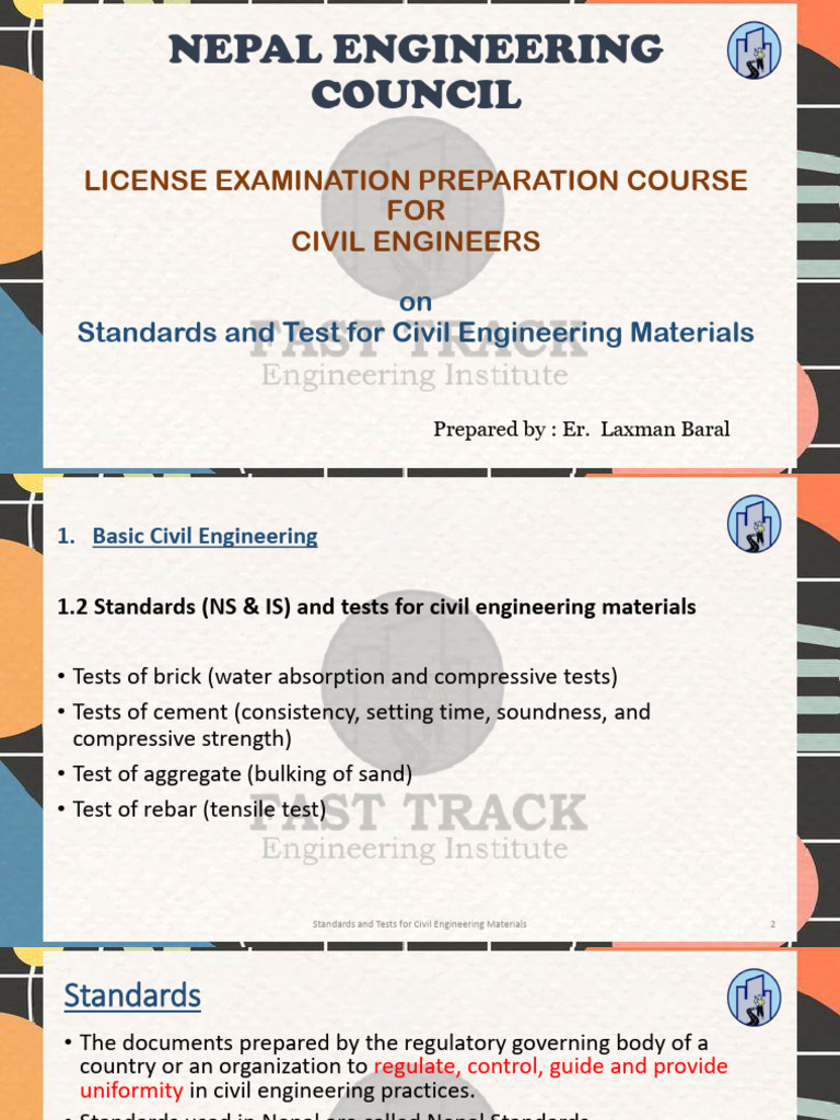 1.2 Standards and test for civil engineering materials B5 | PDF ...