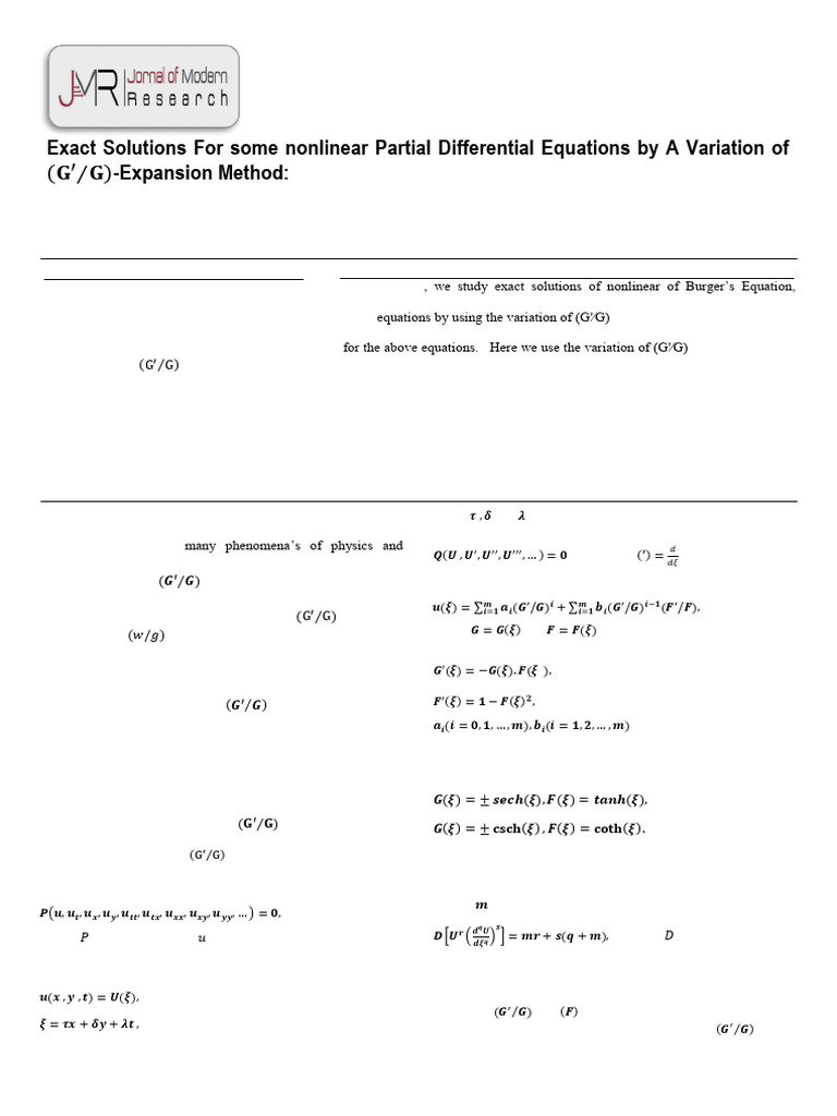 JMR - Volume 1 - Issue 1 - Pages 8-12 | PDF | Equations | Polynomial