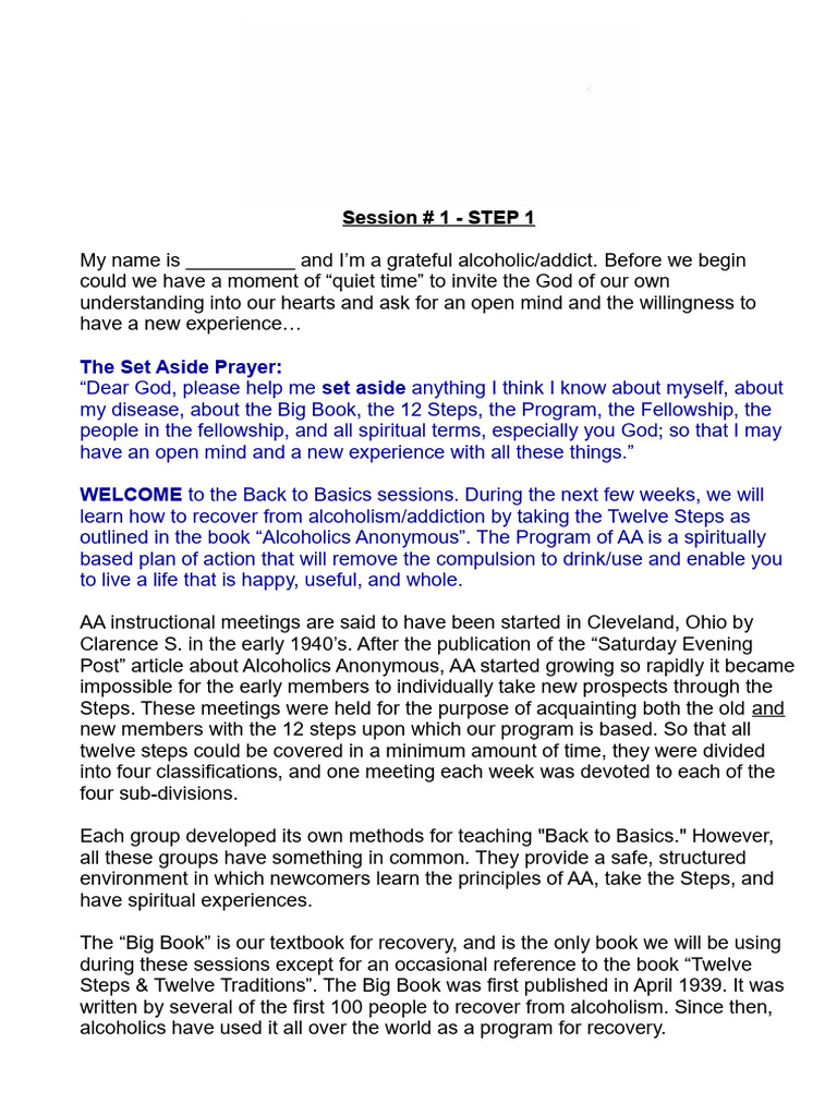 AA Beginners' Guide: Step 1 | PDF | Twelve Step Program | The Big Book ...