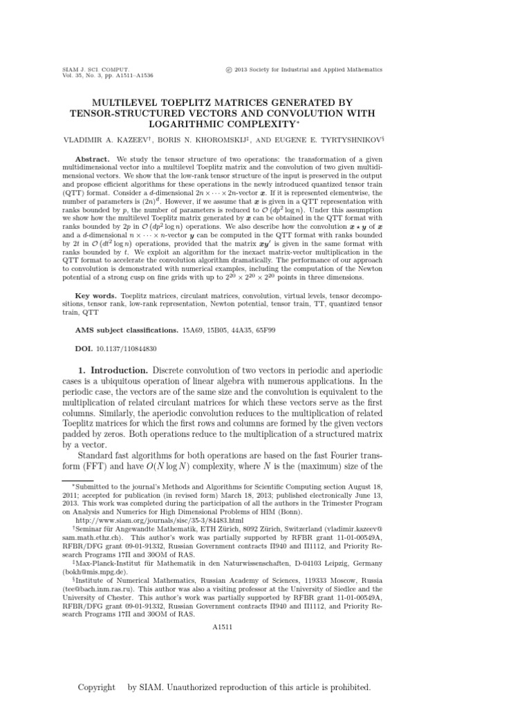 Multilevel Toeplitz Matrices Generated By Tensor Structured Vectors And Convolution With