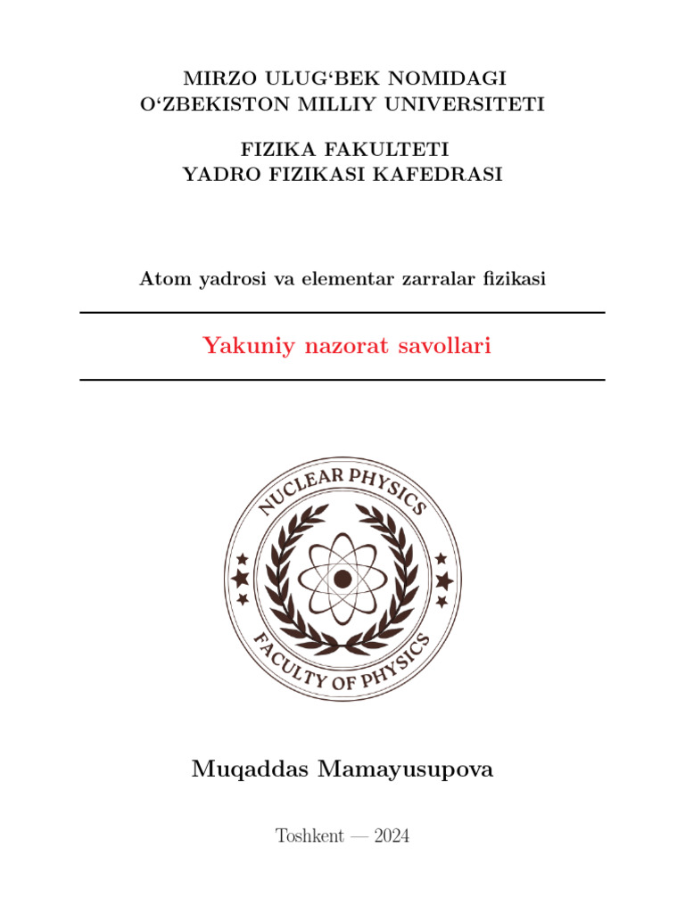 Yakuniy Nazorat | PDF