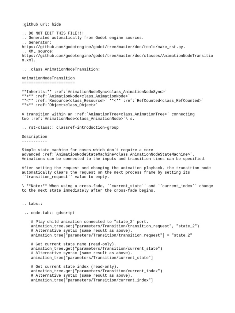 Class Animationnodetransition - RST | PDF | Parameter (Computer Programming) | Computer Programming