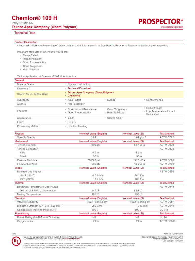 PA-NY66-Teknor-Apex-109H (DATASHEET) - PA 66 RETESP | PDF | Applied And ...
