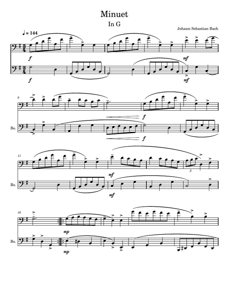 Minuet 2 en Sol Bach para ByB | PDF | Public Domain Music | Classical Music