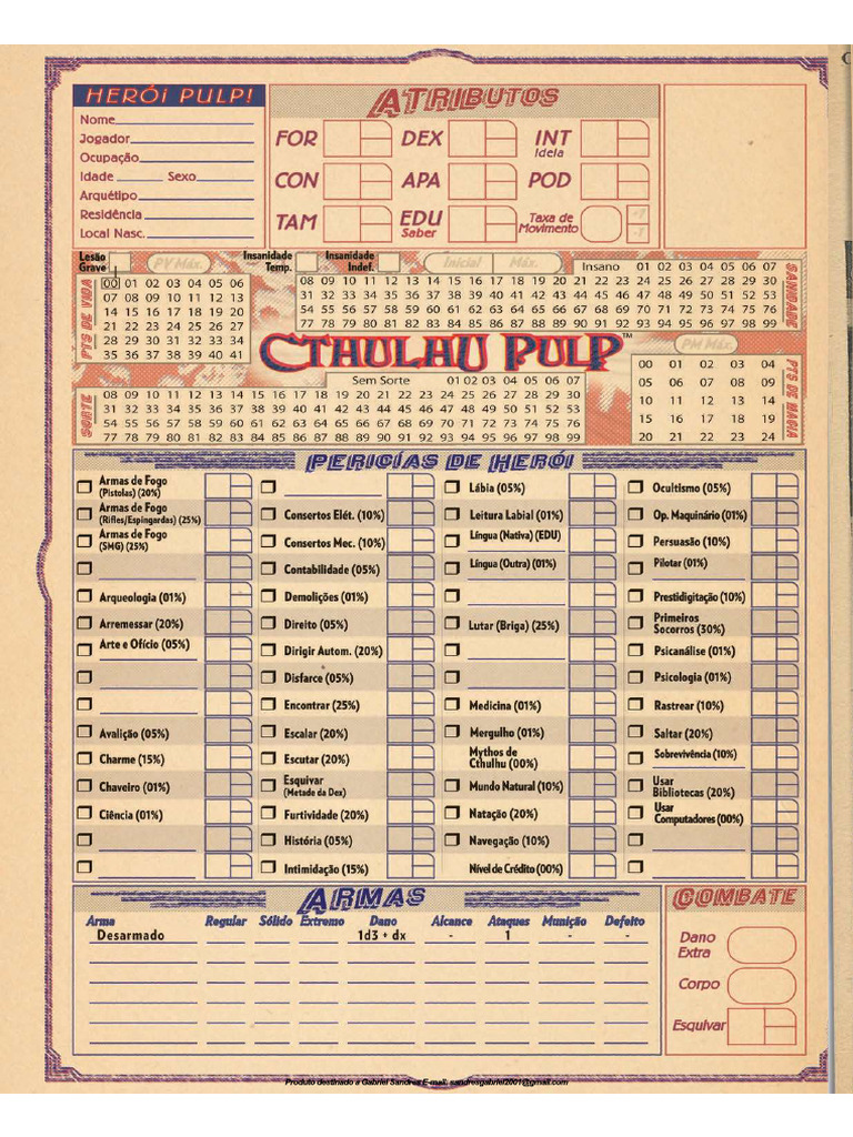 Pulp Cthulhu Ficha | PDF