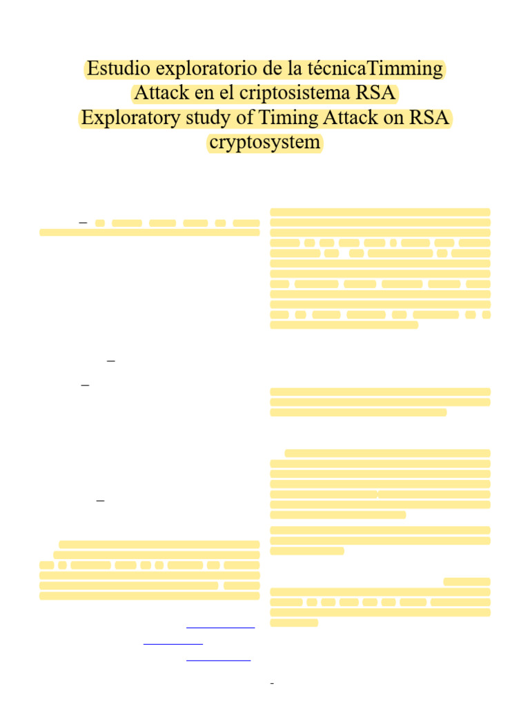 TecnicaTimming Attack en El Criptosistema RSA | PDF | Clave (criptografía) | Ciencias de la ...
