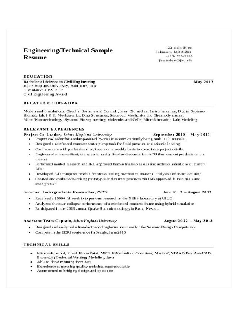Technical Engineering Resume | PDF
