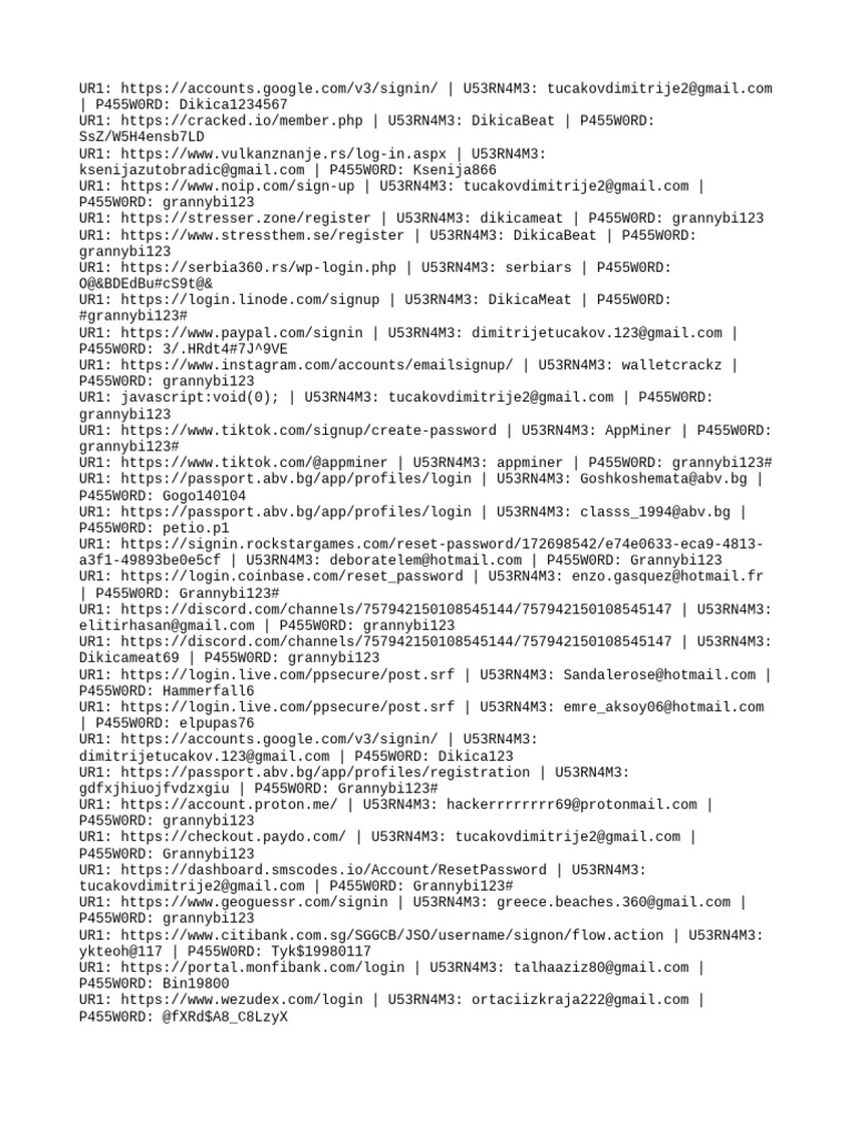 Compromised Account Credentials List | PDF | Games & Activities | Social Science
