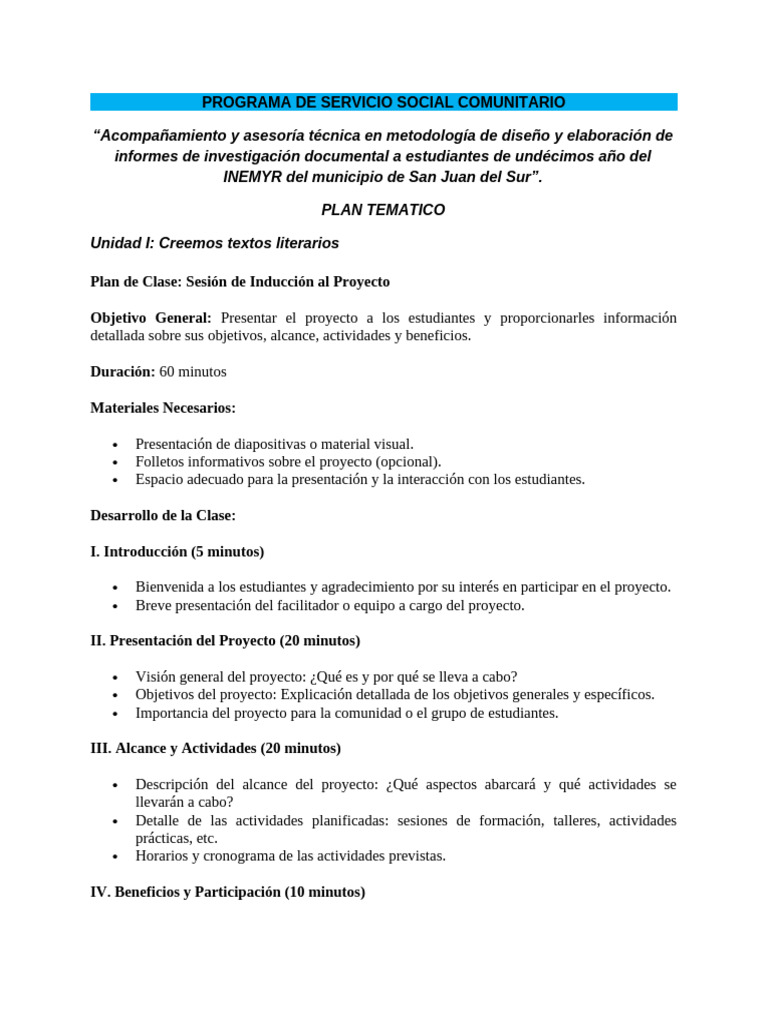 Plan Temático | PDF | Sumario abstracto)