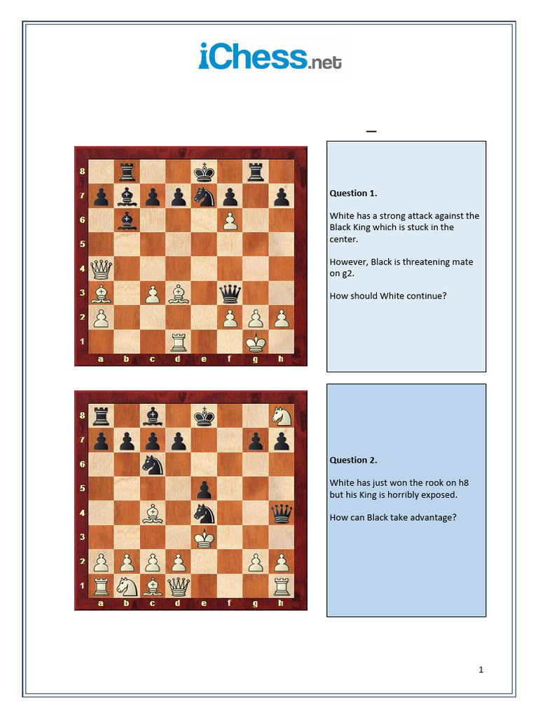 Chess Tactics: 30 Puzzles Explained | PDF | Competitive Games | Chess ...