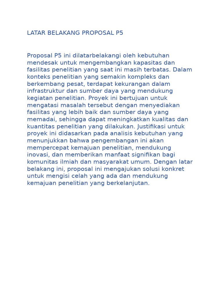 Latar Belakang Proposal P5 | PDF