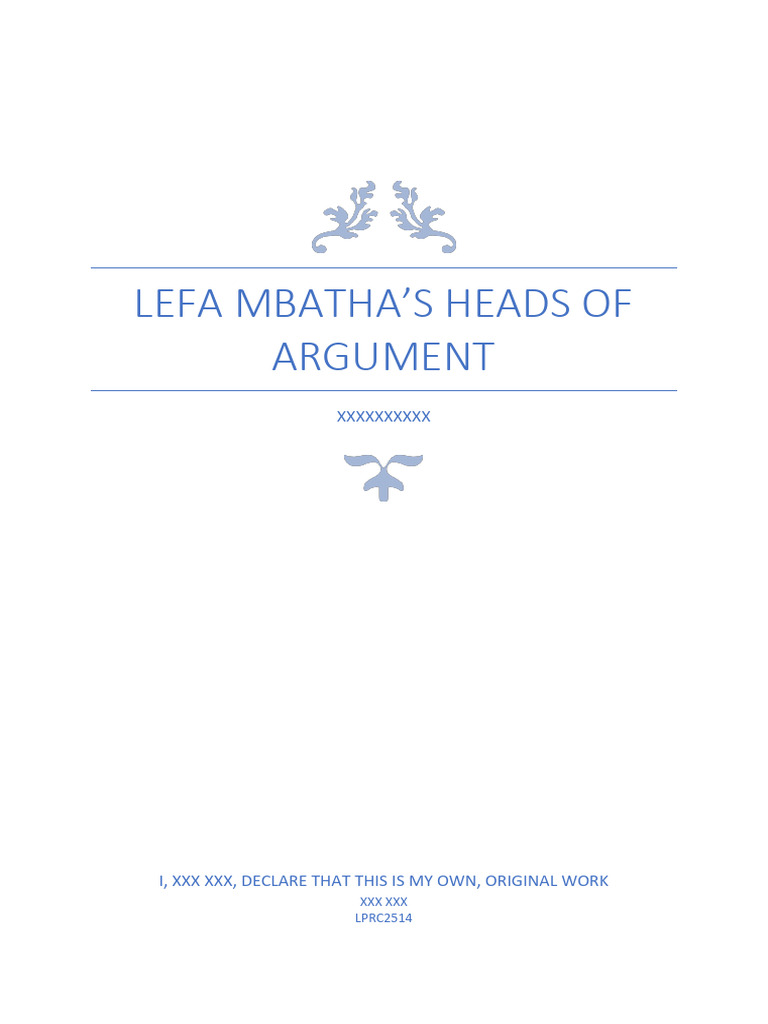 Example - Heads of Argument | PDF | Strickland V. Washington | Expert ...