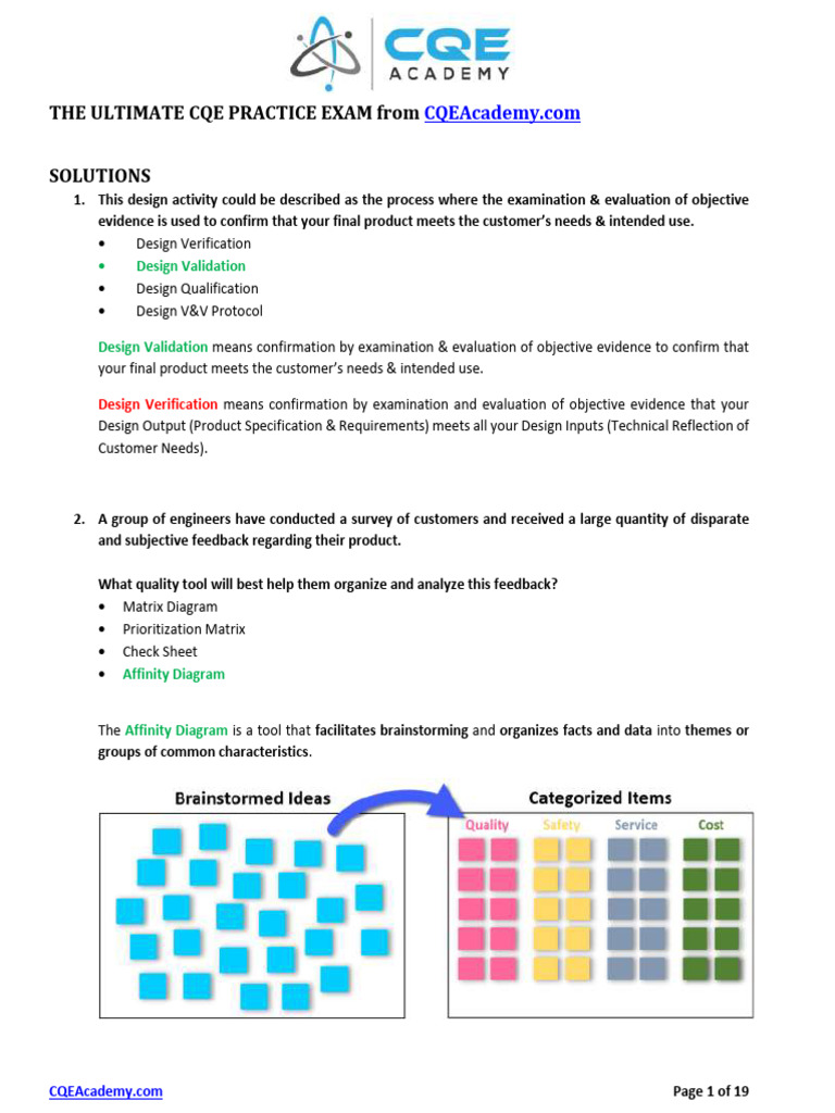 Ultimate CQE Practice Exam Solutions | PDF | Risk | Reliability Engineering