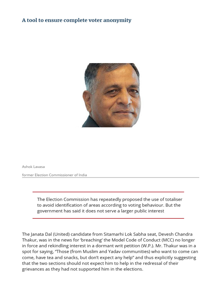 A tool to ensure complete voter anonymity | PDF | Government | Elections