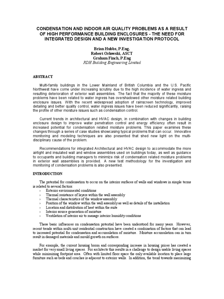 Condensation Issues in High-Performance Buildings | PDF | Hvac ...