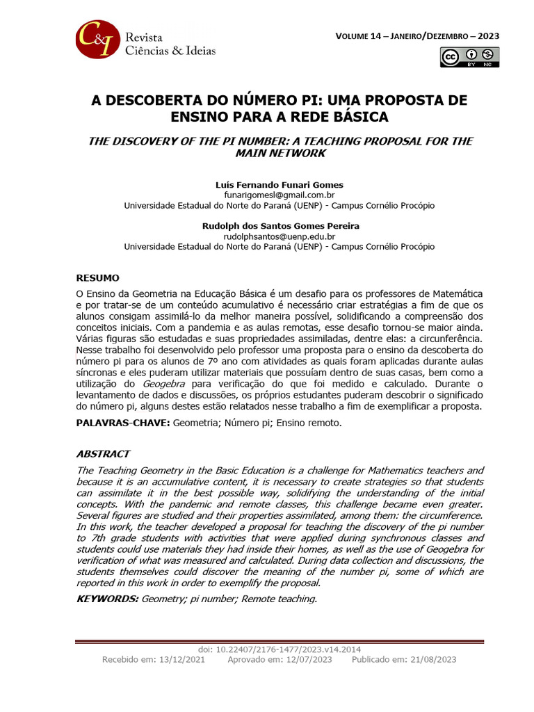 Ensino do Número Pi na Educação Básica | PDF | Círculo | Pi