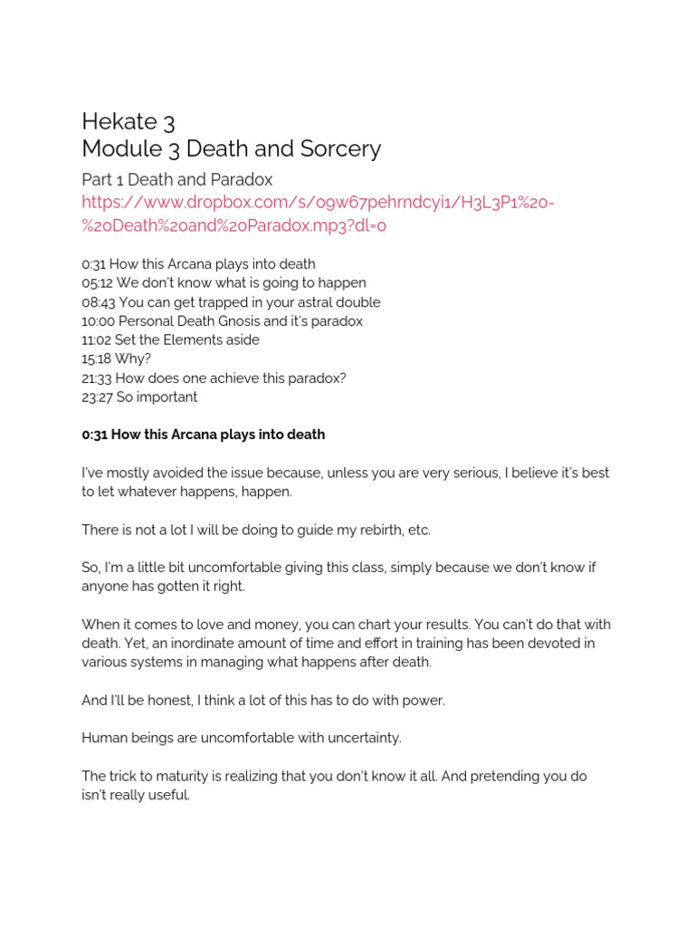 Hekate 3 Module 3 STUDY GUIDE Death and Sorcery | PDF | Soul ...