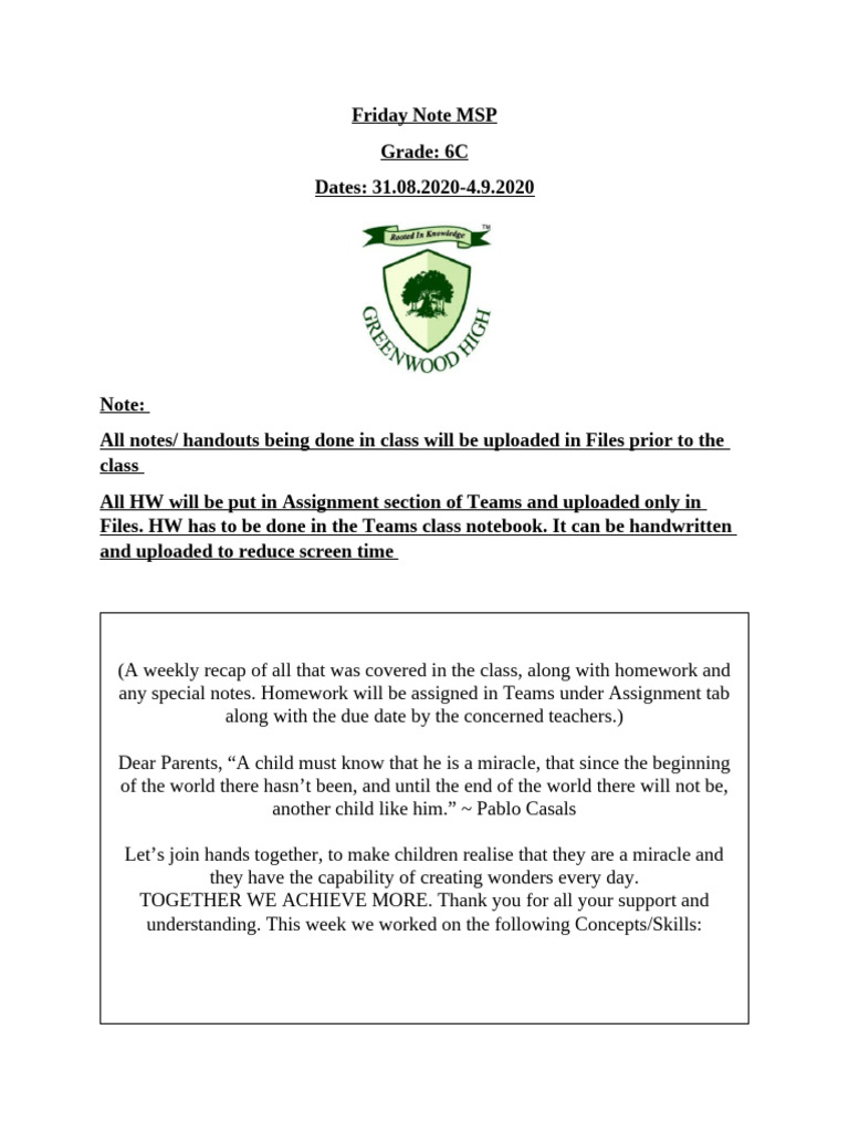 Friday Note Grade 6C | PDF | Grammatical Conjugation | Linguistics