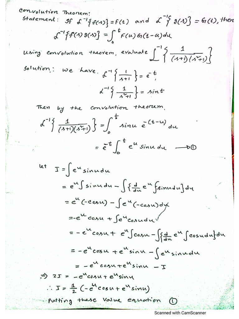 Convolution Theorem And Problem 1 Pdf